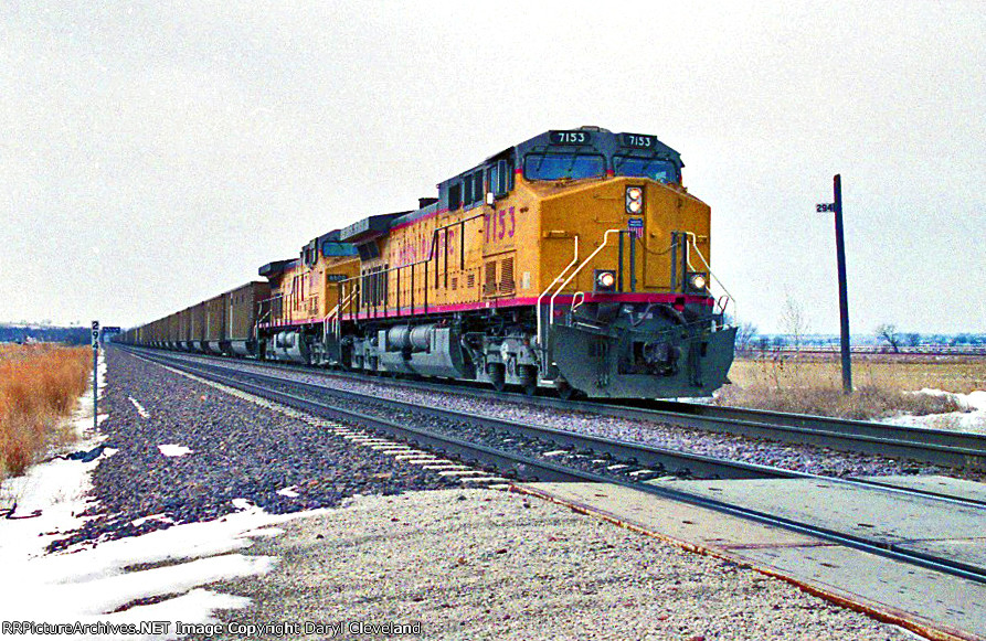 UP 7153 on the move up the Boyer Valley